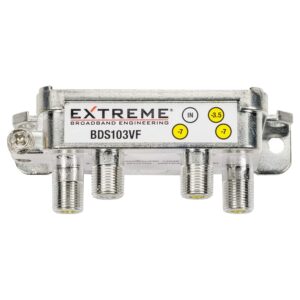 extreme broadband bds103vf 3-way digital splitter - vertical flex-mount true flex rg6 coaxial splitter