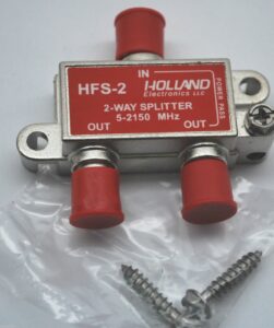 2-way coax splitter holland hfs-2 5-2150mhz dish network approved hopper & joey