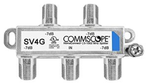 commscope sv-4g homeconnect 4-way coaxial cable splitter 5-1002 mhz catv 120 db 75 ohm indooroutdoor, silver