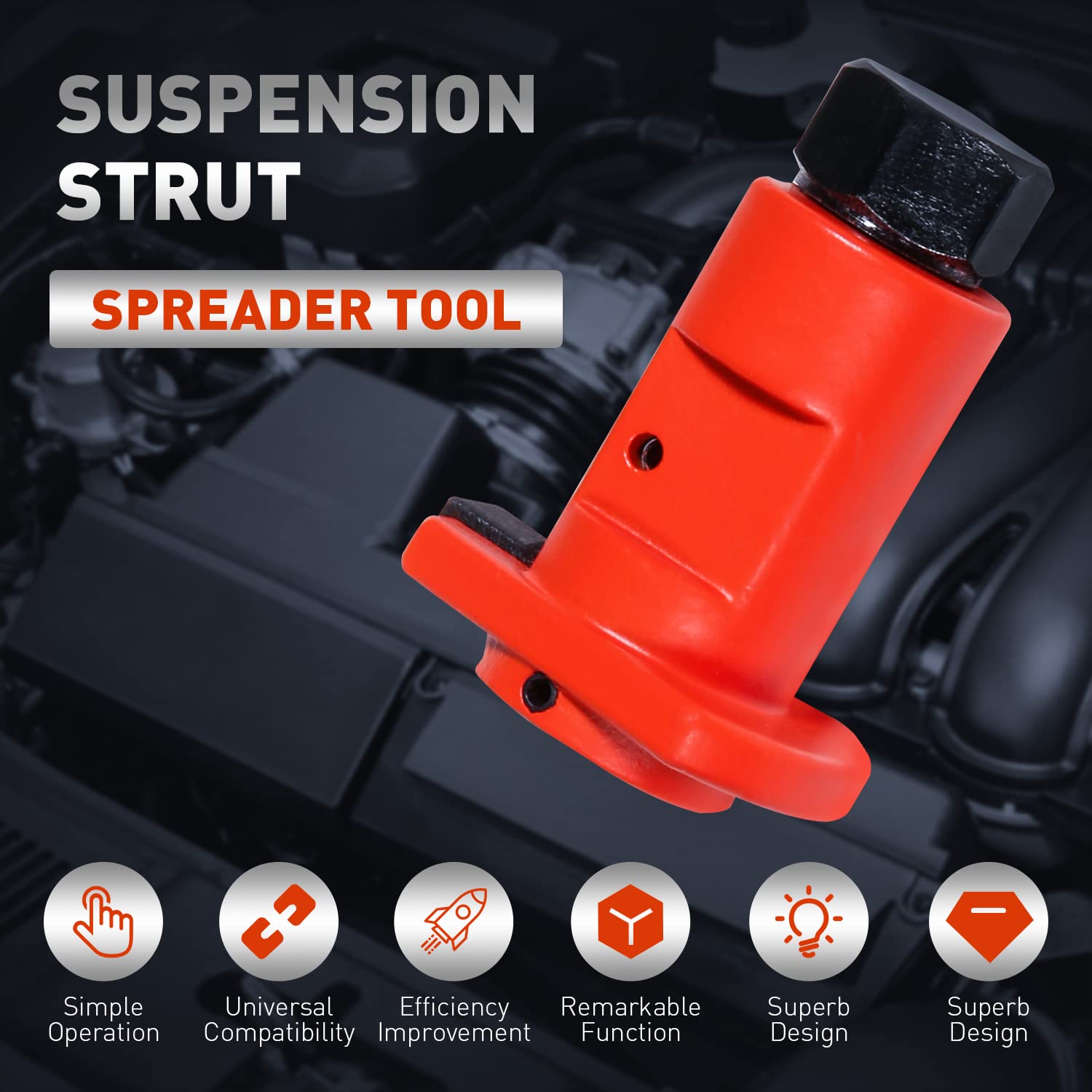 Strut Mount Spreader Tool 16MM Outside Hexagon, Nut Splitter Tools, Suspension Strut Shock Absorber Dismantle Spreader 5.0–10.5MM, Mechanical Spreader, Steering and Suspension Tools