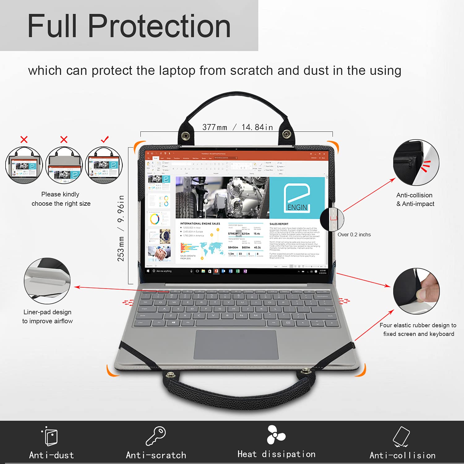 Protective Case + Portable Bag for 15.6" Lenovo ThinkPad P15 T15g P53 52 51 P50 P50s L580 L590 L570 L560/ideapad 130-15IKB 130-15AST/Flex 4 15 1570 1580[NOT fit ThinkPad P15v P15s T15 P15s T15p],Black