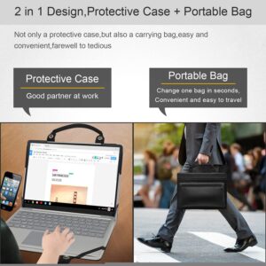 Protective Case + Portable Bag for 15.6" Lenovo ThinkPad P15 T15g P53 52 51 P50 P50s L580 L590 L570 L560/ideapad 130-15IKB 130-15AST/Flex 4 15 1570 1580[NOT fit ThinkPad P15v P15s T15 P15s T15p],Black