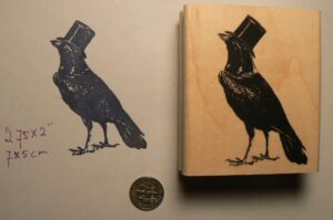 crow with top hat rubber stamp p53