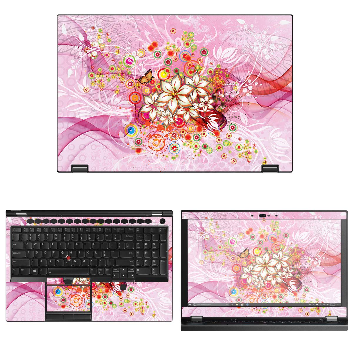 Decalrus - Protective Decal Floral Skin Sticker for Lenovo ThinkPad P53 (15.6" Screen) case Cover wrap LEthnkpd15_P53-179