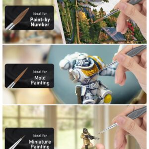 Nicpro 11 Pack Miniature Painting Set, Kolinsky Sable Fine Detail Paint Brushes for Models, Watercolor, Acrylic Oil, Ceramic, Face, Citadel, Art Figure Paint by Number - Thin Artist Kit Nylon Holder