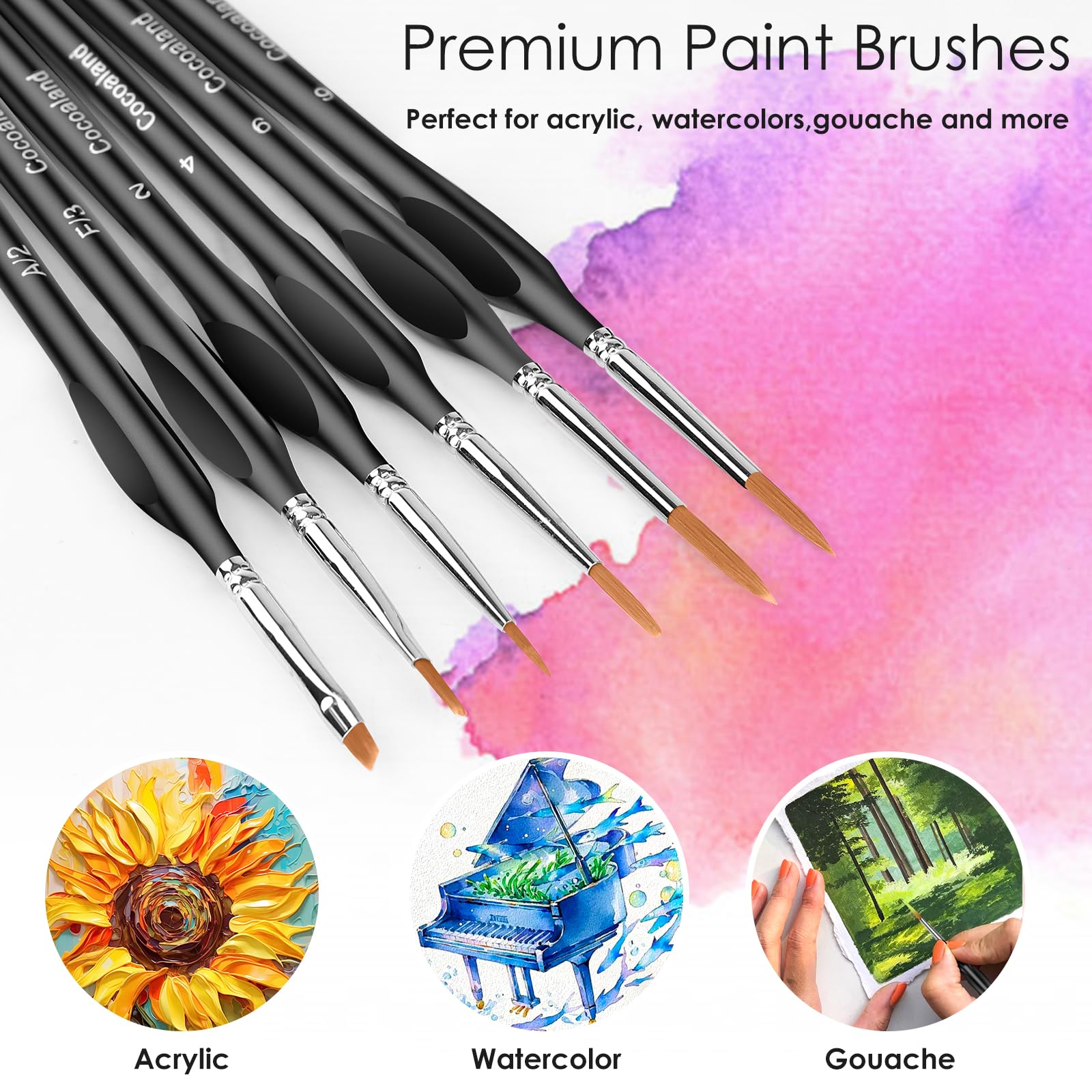 Miniature Paint Brushes,15Pcs Small Fine Tip Paintbrushes, Micro Detail Paint Brush Set, Triangular Grip Handles Art Brushes Perfect for Acrylic, Watercolor, Oil, Craft, Models, Warhammer 40k(Black)