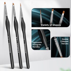 Miniature Paint Brushes,15Pcs Small Fine Tip Paintbrushes, Micro Detail Paint Brush Set, Triangular Grip Handles Art Brushes Perfect for Acrylic, Watercolor, Oil, Craft, Models, Warhammer 40k(Black)