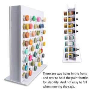 SANFURNEY 64 Holes Craft Paint Storage Organizer Vertical Paint Rack Only Stand for 17ml Vallejo, Army Painter Dropper Bottles, NOT for 2oz Craft Paints or Citadel