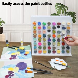 SANFURNEY 64 Holes Craft Paint Storage Organizer Vertical Paint Rack Only Stand for 17ml Vallejo, Army Painter Dropper Bottles, NOT for 2oz Craft Paints or Citadel