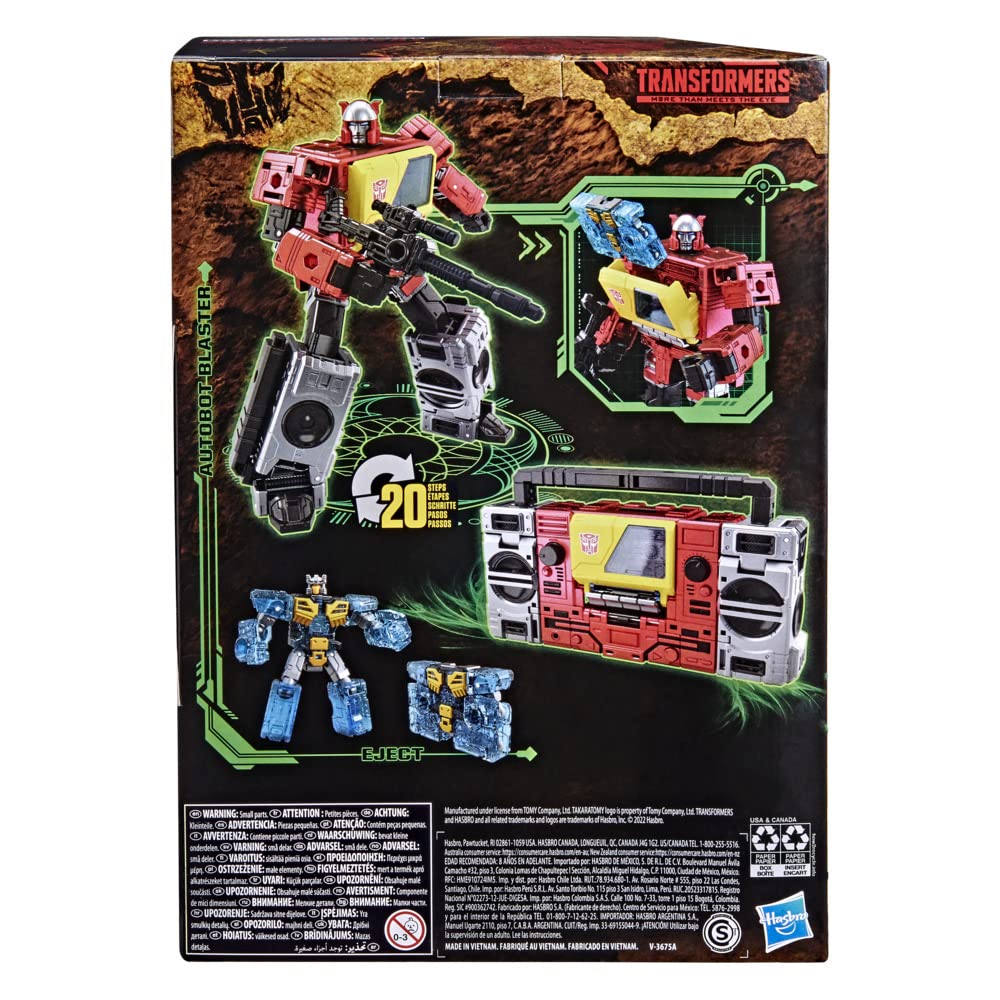 Transformers Toys Generations War for Cybertron: Kingdom Voyager WFC-K44 Autobot Blaster & Eject Action Figure - Kids Ages 8 and Up, 7-inch