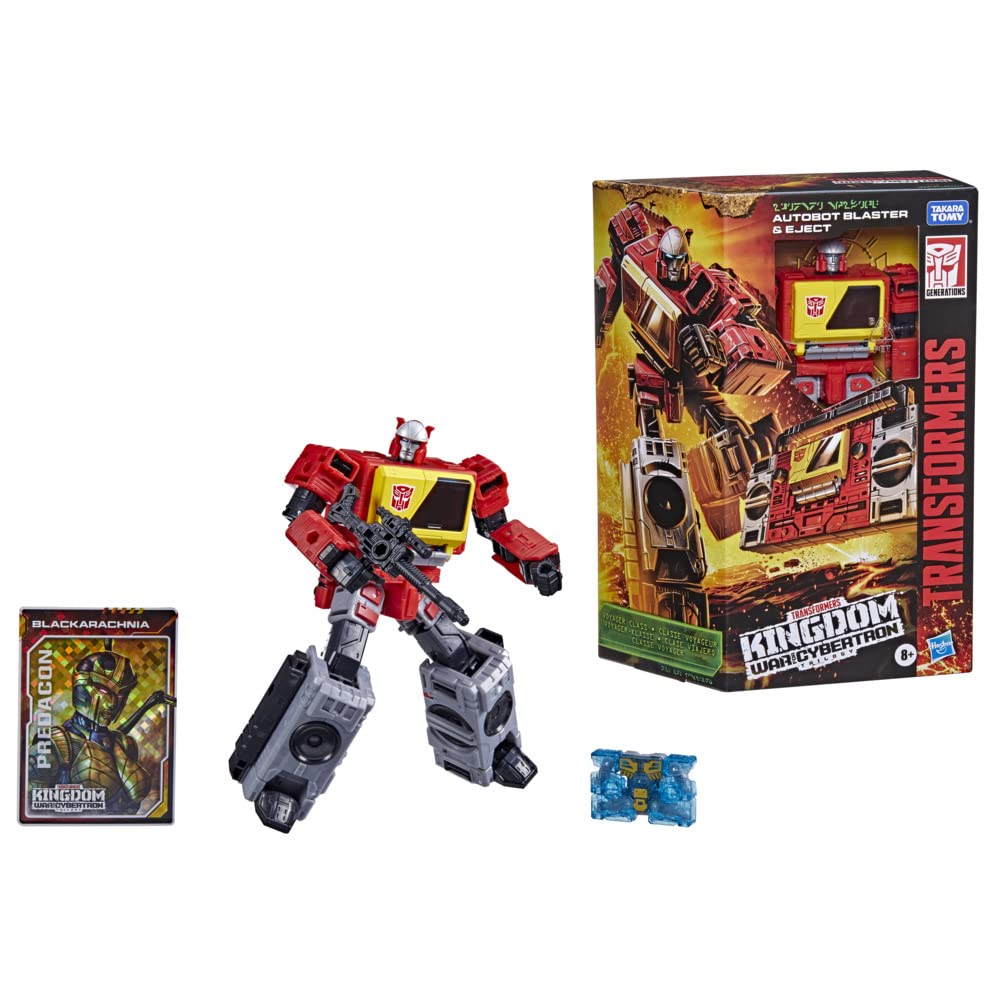 Transformers Toys Generations War for Cybertron: Kingdom Voyager WFC-K44 Autobot Blaster & Eject Action Figure - Kids Ages 8 and Up, 7-inch