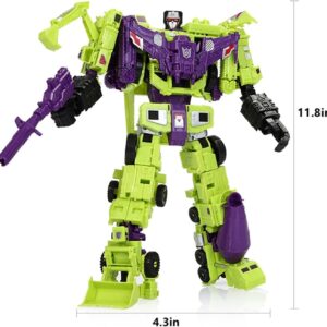 Transformer Hercules Toy Destruction Transformer 6 Fit Transformer Engineering Truck Crane Bulldozer Forklift Mixer Combination Toy KO Robot 11.8 Inches