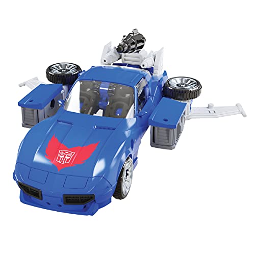 Transformers Toys Generations War for Cybertron: Kingdom Deluxe WFC-K26 Autobot Tracks Action Figure - Kids Ages 8 and Up, 5.5-inch, Blue