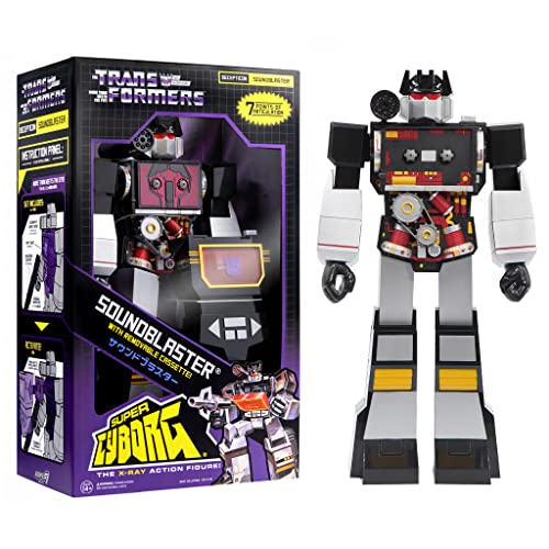 Super7 Super Cyborg Transformers Soundwave Soundblaster - 11" Transformers Action Figure with Accessories Classic Cartoon Collectibles and Retro Toys