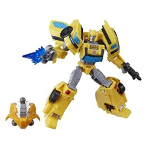 transformers toys cyberverse deluxe class bumblebee action figure, sting shot attack move and build-a-figure piece, for kids ages 6 and up, 5-inch