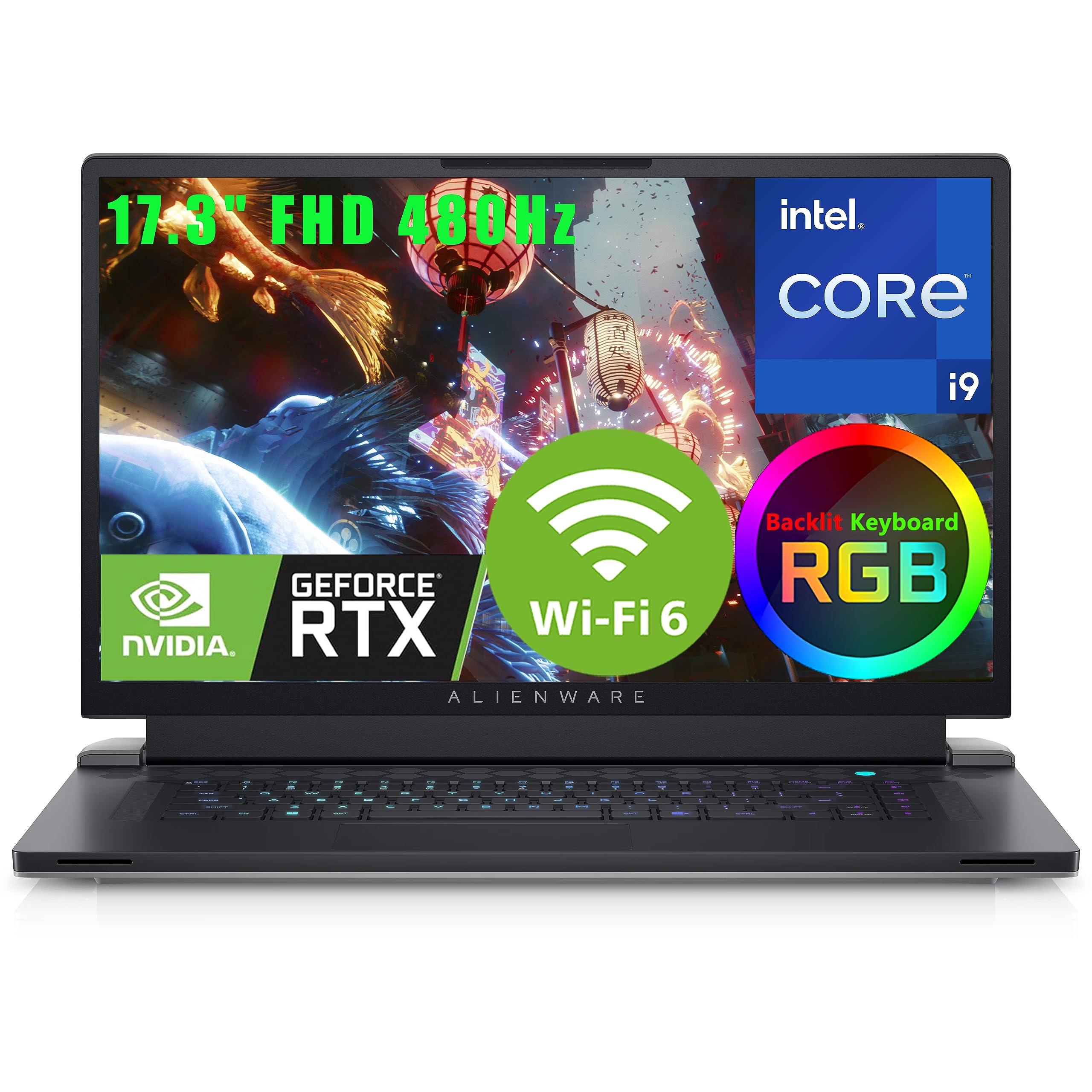 2023 Alienware x17 R2 Gaming Laptop Computer, 17.3" FHD 480Hz, Intel 14-Core i9-12900H up to 5.0GHz, GeForce RTX 3080 Ti 16GB, 64GB DDR5 RAM, 2TB PCIe SSD, WiFi 6E, RGB Backlit Keyboard, Windows 11