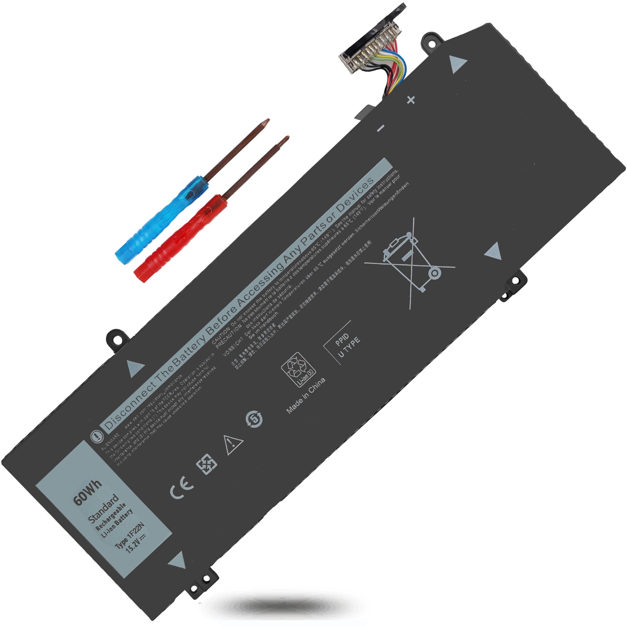 1F22N 01F22N Laptop Battery for Dell Alienware M15 R1 M17 R1, G5 15 5590 5590-D2783W 5590-D2743B D2842W D2843W D2865B G7 7590 D2785B ALW15M-D1523S, fit JJPFK 0JJPFK 06YV0V HYWXJ 0HYWXJ 15.2V 60WH