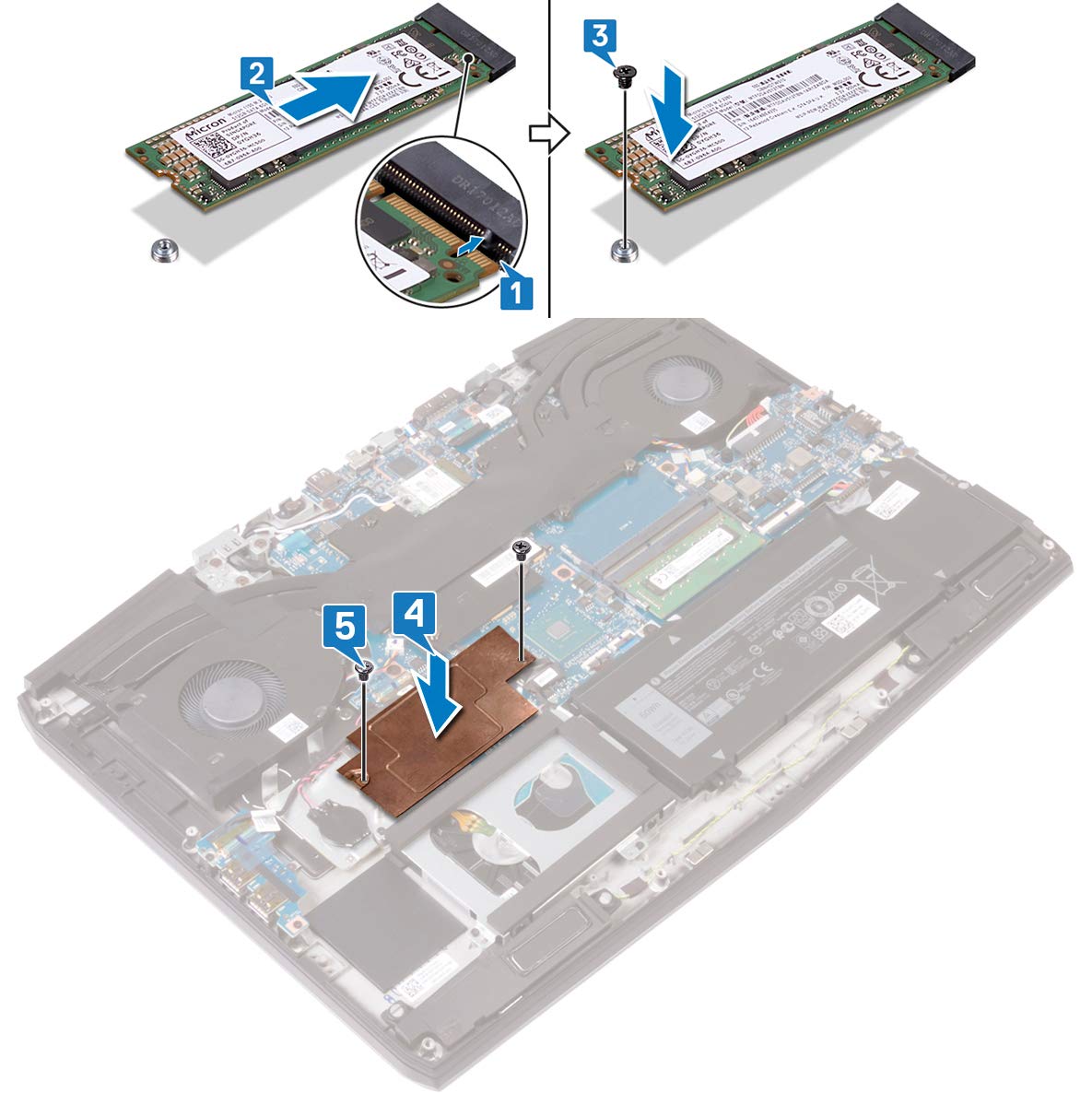 Deal4GO Two Slot 2280 M.2 SSD Heatsink Cover Hard Drive Thermal Shield for Dell Alienware M15 M17 0R46DX R46DX