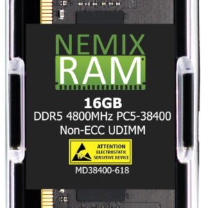 NEMIX RAM DDR5 4800MHZ PC5-38400 16GB 1Rx8 UDIMM Dell SNPK7G24C/16G AB883074 Memory Alienware Aurora R13 R15 Optiplex 7000 7010 XE4 Precision Workstation 3660 3660XE XPS 8950 Compatible