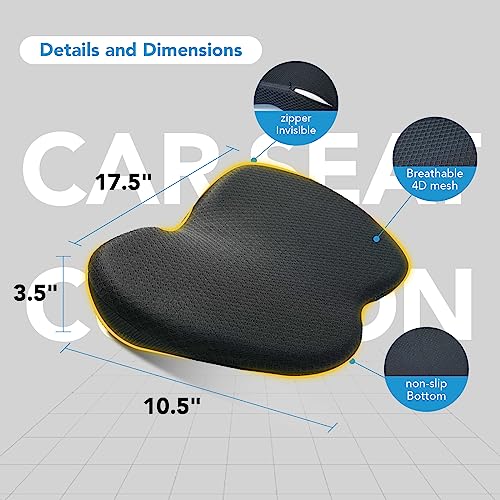 kingphenix Wedge Car Seat Cushion: Memory Foam Truck Seat Cushion for Car Seat Driver - Sciatica and Back Pain Relief - Enhancing Driving Comfort -Black