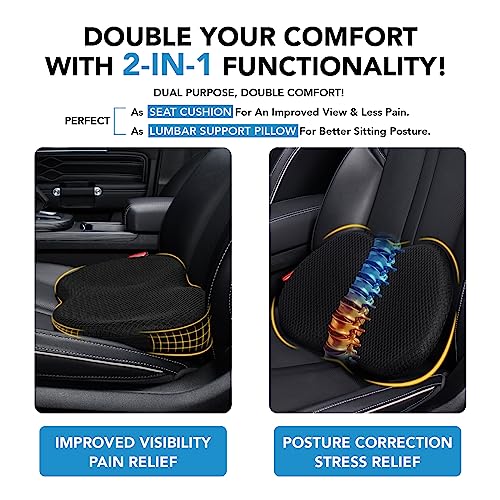 kingphenix Wedge Car Seat Cushion: Memory Foam Truck Seat Cushion for Car Seat Driver - Sciatica and Back Pain Relief - Enhancing Driving Comfort -Black