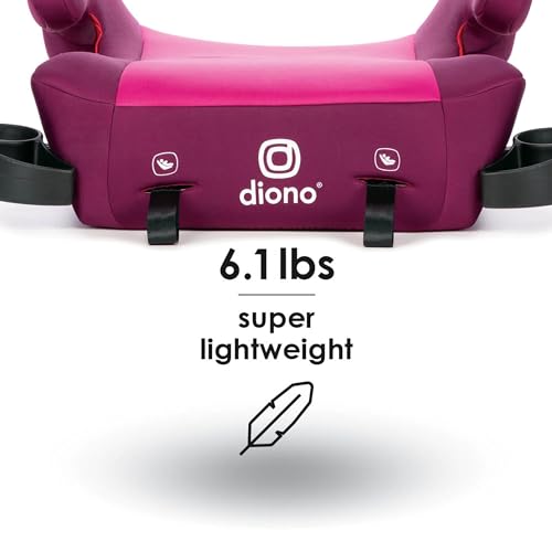 Diono Solana 2 XL 2022, Dual Latch Connectors, Lightweight Backless Belt-Positioning Booster Car Seat, 8 Years 1 Booster Seat, Pink