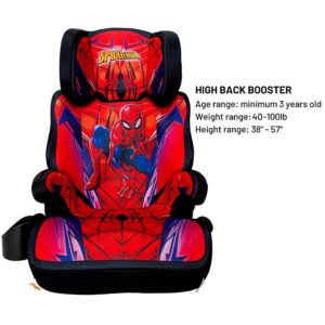 KidsEmbrace Marvel Spider-Man High Back Booster Car Seat, Spider-Man Suit Red