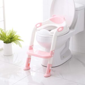 training potty potty training toilet,skyroku training toilet for kids boys girls toddlers-comfortable safe potty seat with anti-slip pads ladder (pink)