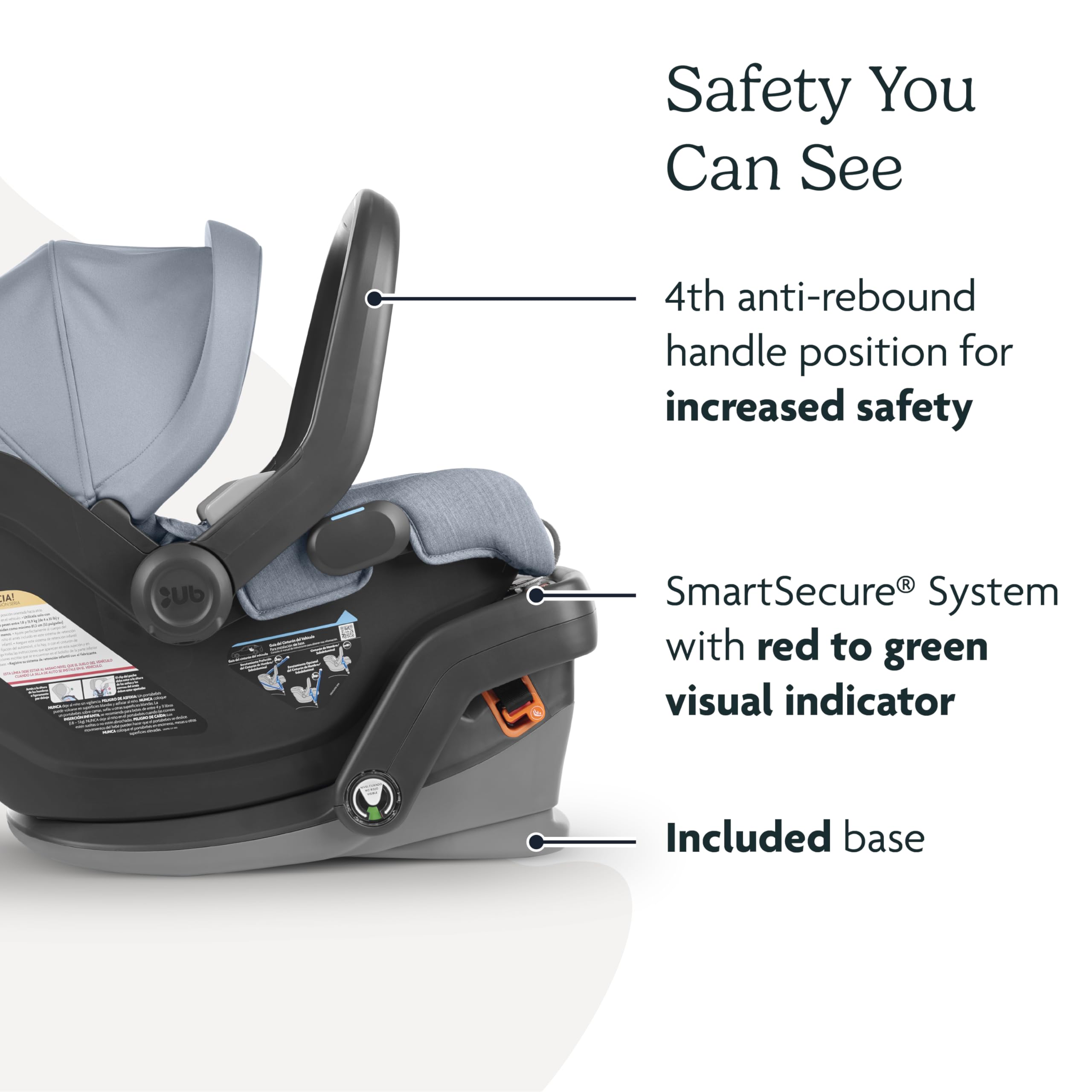 UPPAbaby Mesa V2 Infant Car Seat/Easy Installation/Innovative SmartSecure Technology/Base + Robust Infant Insert Included/Direct Stroller Attachment/Gregory (Blue Mélange/Merino Wool)