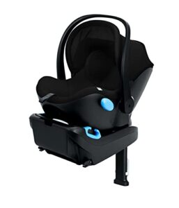 clek liing infant car seat with adjustable headrest, compact design, latch-compatible design, and flame-retardant free (pitch black)