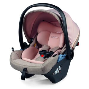 Peg Perego Primo Viaggio 4-35 Lounge - Reclining Rear Facing Infant Car Seat - Includes Base with Load Leg & Anti-Rebound Bar - for Babies 4 to 35 lbs - Made in Italy - Mon Amour (Pink & Beige)