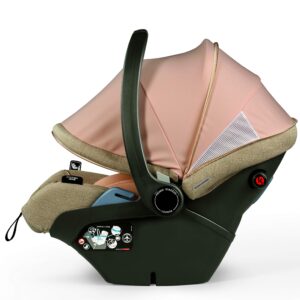 Peg Perego Primo Viaggio 4-35 Lounge - Reclining Rear Facing Infant Car Seat - Includes Base with Load Leg & Anti-Rebound Bar - for Babies 4 to 35 lbs - Made in Italy - Mon Amour (Pink & Beige)