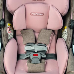 Peg Perego Primo Viaggio 4-35 Lounge - Reclining Rear Facing Infant Car Seat - Includes Base with Load Leg & Anti-Rebound Bar - for Babies 4 to 35 lbs - Made in Italy - Mon Amour (Pink & Beige)