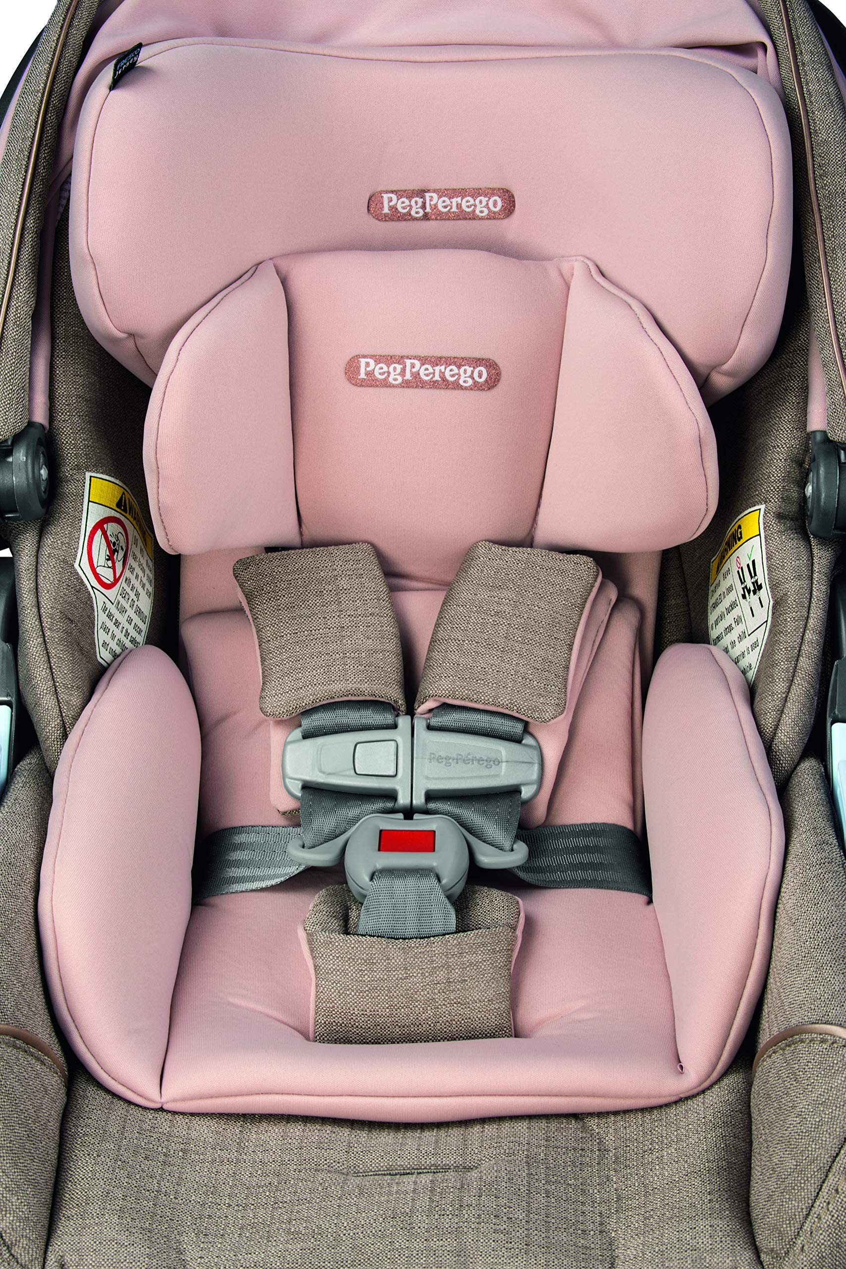 Peg Perego Primo Viaggio 4-35 Lounge - Reclining Rear Facing Infant Car Seat - Includes Base with Load Leg & Anti-Rebound Bar - for Babies 4 to 35 lbs - Made in Italy - Mon Amour (Pink & Beige)