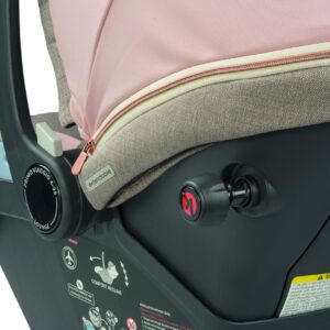 Peg Perego Primo Viaggio 4-35 Lounge - Reclining Rear Facing Infant Car Seat - Includes Base with Load Leg & Anti-Rebound Bar - for Babies 4 to 35 lbs - Made in Italy - Mon Amour (Pink & Beige)