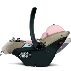 Peg Perego Primo Viaggio 4-35 Lounge - Reclining Rear Facing Infant Car Seat - Includes Base with Load Leg & Anti-Rebound Bar - for Babies 4 to 35 lbs - Made in Italy - Mon Amour (Pink & Beige)