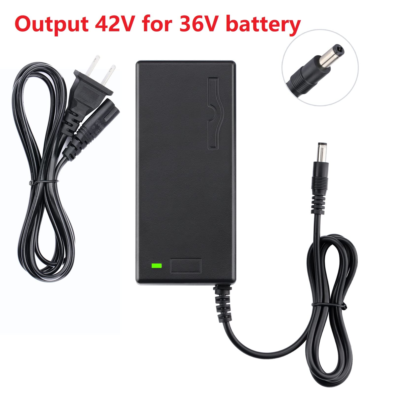 Cupinyo 42V 2A Universal Charger 1 Prong for 36V Lithium Battery Compatible with Most Brands with 5.5mm DC Plug