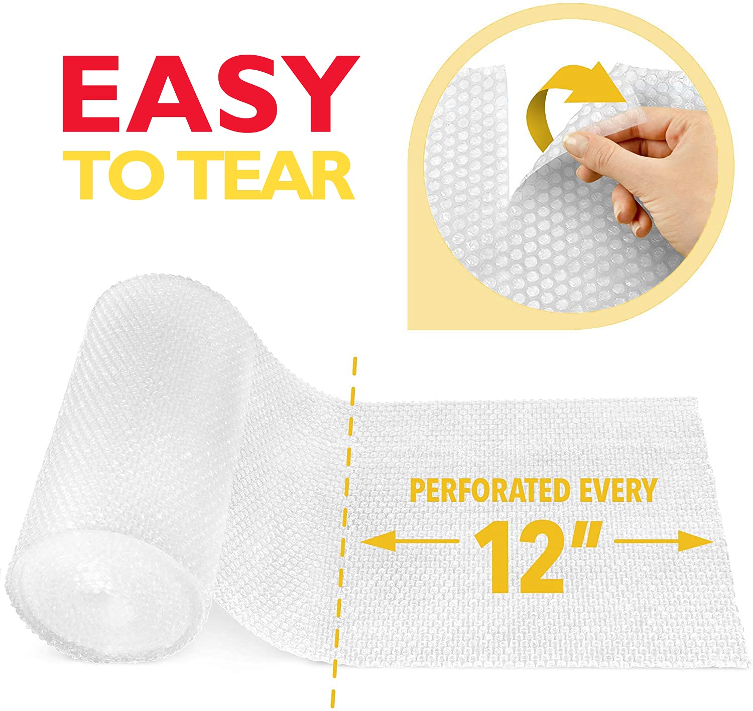 PackageZoom 1 Pack 12 inch x 20 ft. Bubble Cushioning Wrap Shipping Packing Moving Supplies Perforated Every 12” Bubble Cushioning Wrap for Packing and Moving Boxes Bubble Packing Wrap for Moving