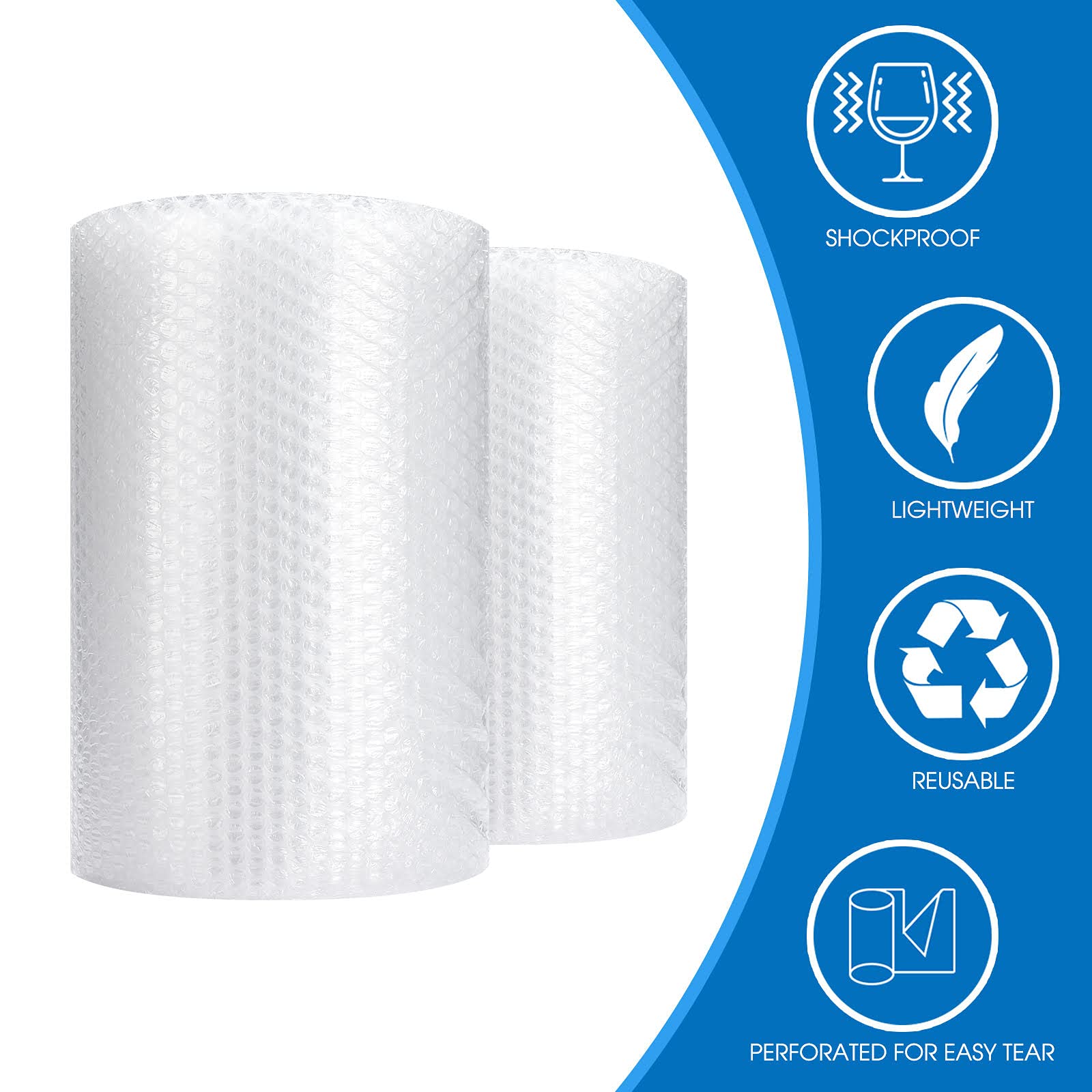 Bubble Cushioning Wrap Roll, Sumono 12 Inch x 72 Feet Total [2 Rolls of 36 Feet] Bubble Roll Perforated 12 Inch Included 20 Fragile Sticker Label