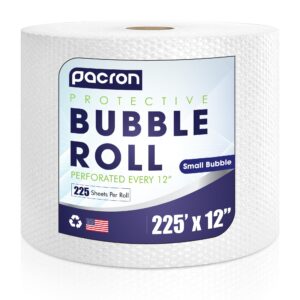 protective bubble cushioning wrap roll - 225ftx12in multipurpose clear bubble roll for packing, scratch resistant - 3/16 dense bubble packing wrap for moving and shipping, perforated every 12in