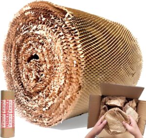 alexhome honeycomb packing paper,15" w x 200' l,eco friendly biodegradable bubble cushioning wrap,honeycomb wrapping paper,recyclable cushioning packing material,packing paper roll, packing supplies