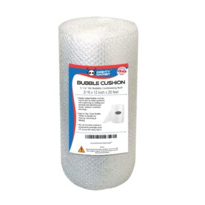 mighty gadget bubble cushioning wrap rolls, 3/16" x 12" x 20' ft, perforated every 12" for packaging, shipping, mailing (clear white)