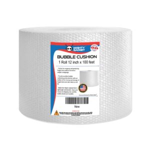 mighty gadget 100 feet small bubble cushioning wrap perforated every 12” for moving, shipping, and packing wrap for extra protection of fragile items: glassware, porcelain dishes, ceramics, ornaments