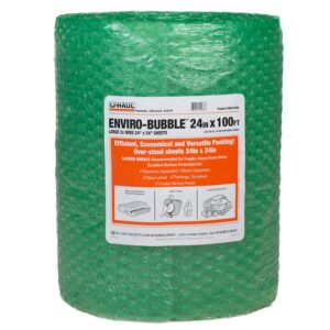 u-haul enviro-bubble - bulk roll 100' of large bubble padding & protection for fragile decor, dishes, glassware, frames, & more