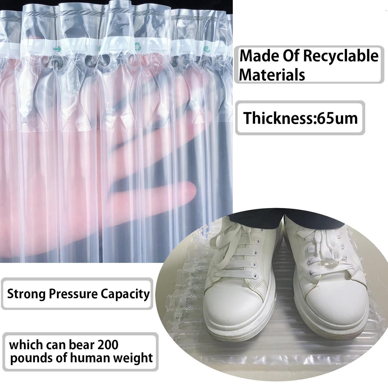 YUANSHAO Bubble Cushioning Wrap Roll,6inx164ft,Inflatable Air Column Wrap for Heavy Duty Packing/Moving,Breakable Shipping Supplies,Packing Materials,with 30 Fragile Stickers and Pump