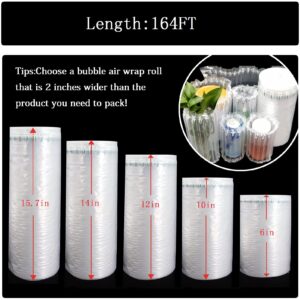 YUANSHAO Bubble Cushioning Wrap Roll,6inx164ft,Inflatable Air Column Wrap for Heavy Duty Packing/Moving,Breakable Shipping Supplies,Packing Materials,with 30 Fragile Stickers and Pump