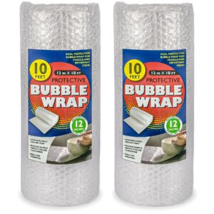 steadmax 2 pack bubble cushioning wrap rolls, 12” x 20’ total, 3/16” bubbles, perforated every 12”, packing, shipping, moving supplies (pack of 2)