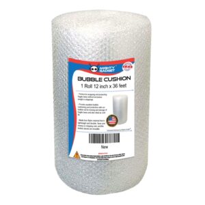 mighty gadget bubble cushioning wrap rolls, 12" x 36' ft total, perforated every 12" for packaging, shipping, mailing