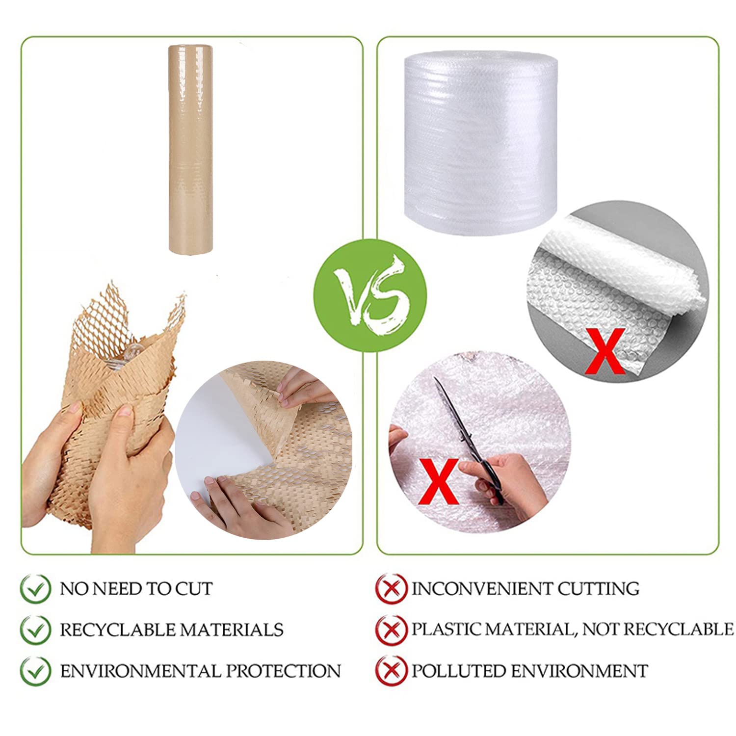 Honeycomb Packing Paper,12" W x 200' L Bubble Cushioning Wrap for Moving,Products & Gifts Wrapping Paper,Recyclable and Biodegradable Cushioning Packing Material with 20 Fragile Sticker Labels