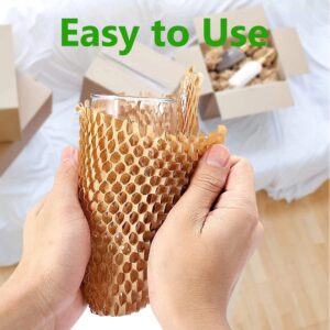 Honeycomb Packing Paper,12" W x 200' L Bubble Cushioning Wrap for Moving,Products & Gifts Wrapping Paper,Recyclable and Biodegradable Cushioning Packing Material with 20 Fragile Sticker Labels